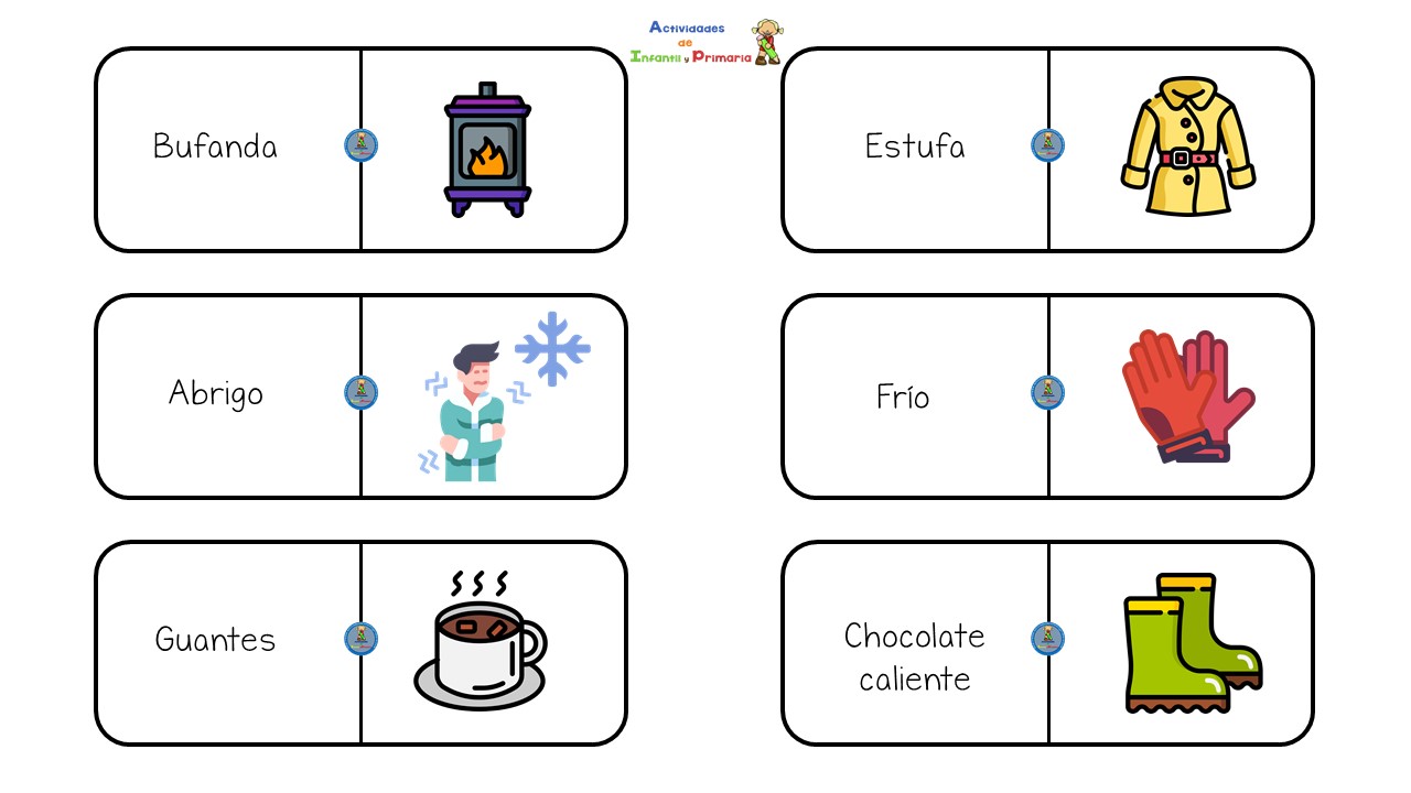 Juego de dominó con vocabulario de invierno - Actividades de infantil y ...
