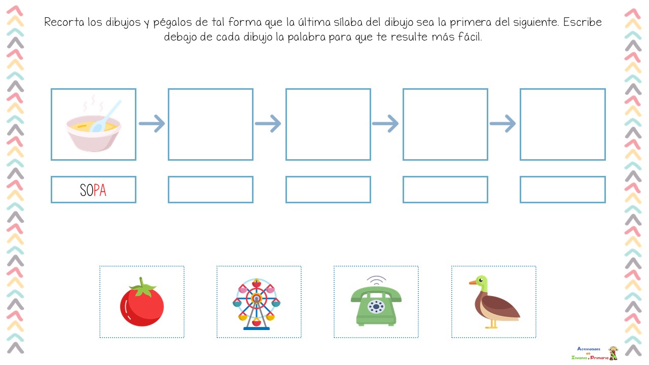 Juego manipulativo: Palabras encadenadas - Actividades de infantil y ...