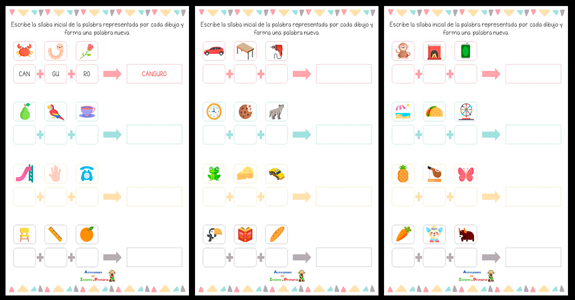 Juego de sílabas: Creamos una palabra a partir de la sílaba inicial de ...