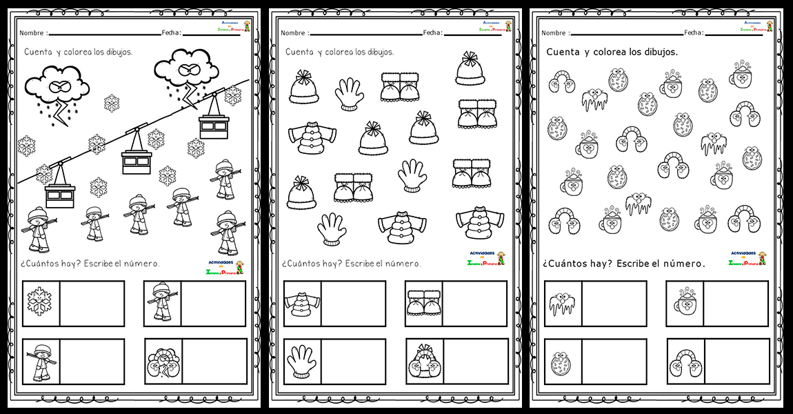 Actividad de conteo con dibujos de invierno - Actividades de infantil y ...