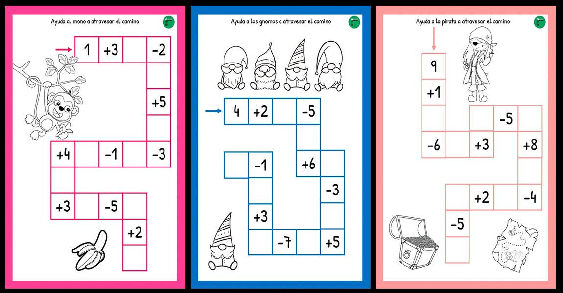 Divertidos laberintos de sumas y restas - Actividades de infantil y ...