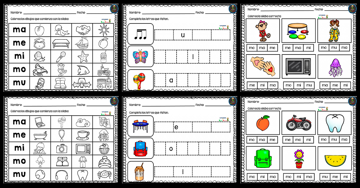 Actividades para trabajar las sílabas ma, me, mi, mo, mu - Actividades ...