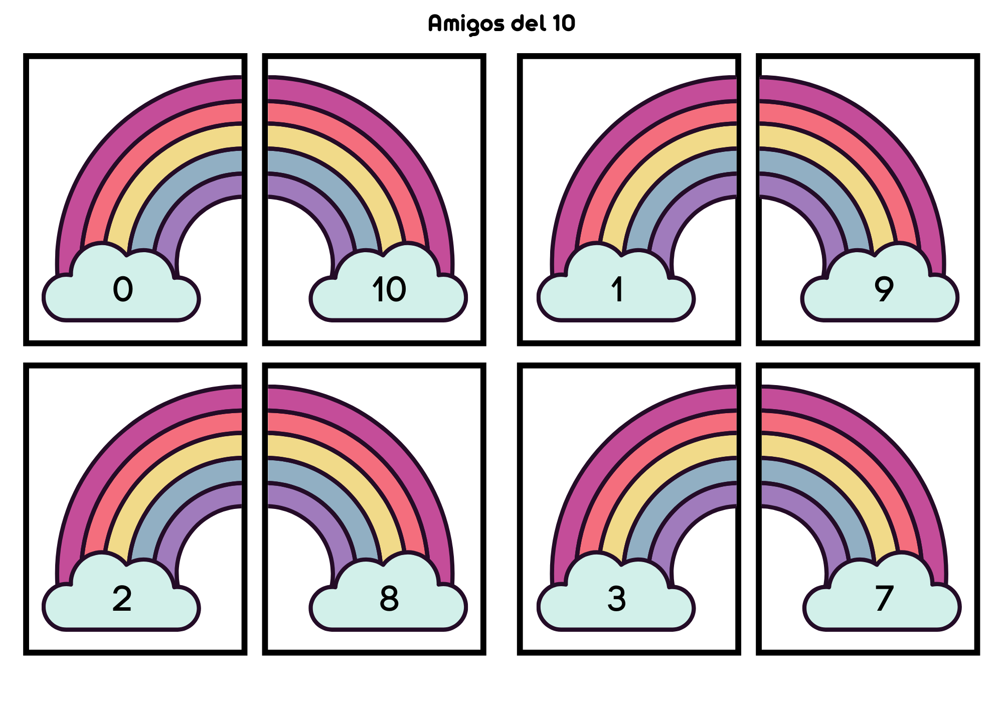 Método ABN: Los arcoíris de los amigos del 10 - Actividades de infantil ...