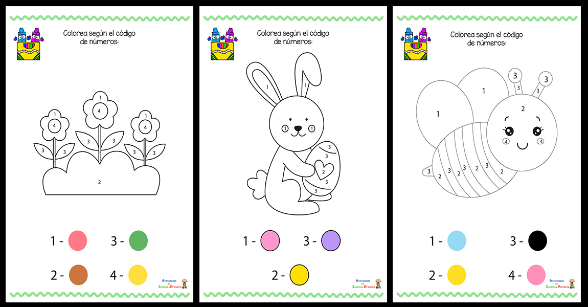 Dibujos de primavera para colorear por números - Actividades de ...