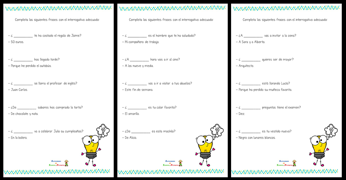 Partículas interrogativas para completar frases - Actividades de ...