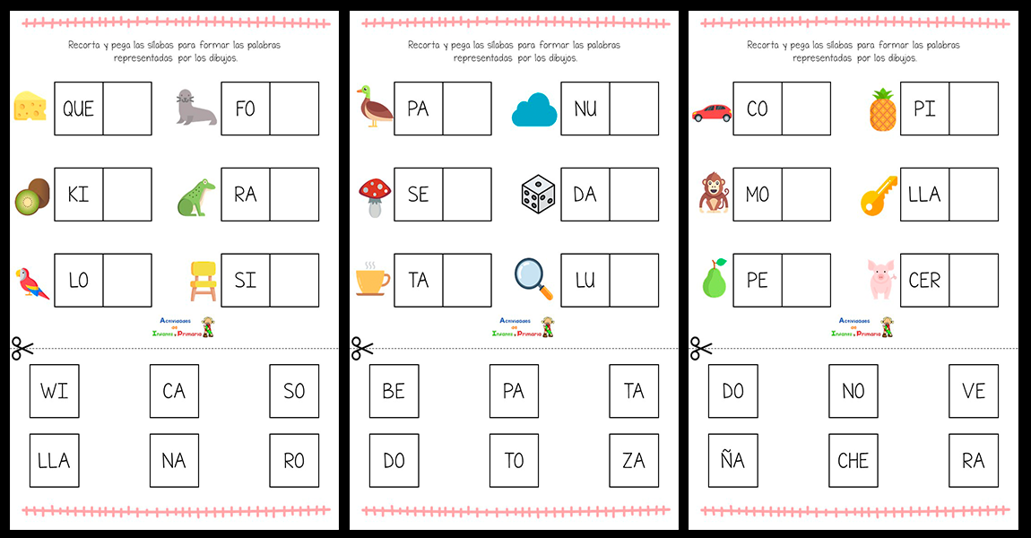 Conciencia silábica: Arma la palabra bisílaba - Actividades de infantil ...