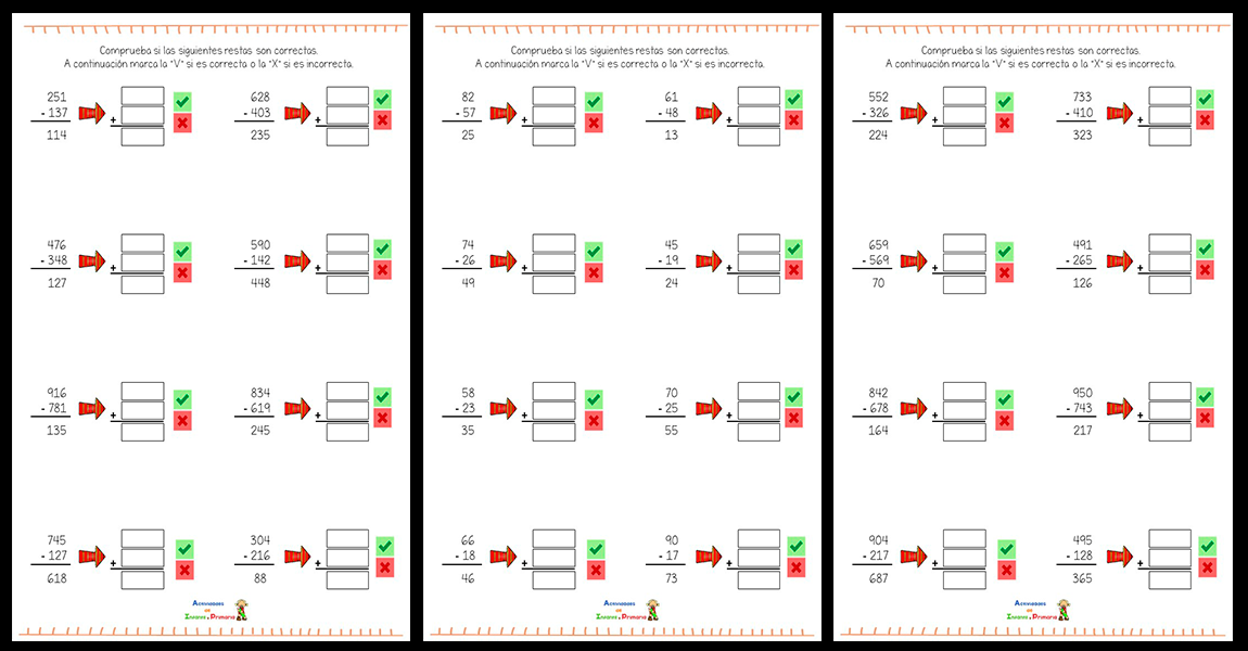 Prueba De Suma Y Resta De Matemáticas PRUEBA DEL 9 SUMA RESTA