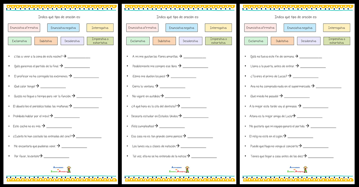 Hoja De Trabajo Sobre Tipos De Oraciones Oraciones Subordinadas