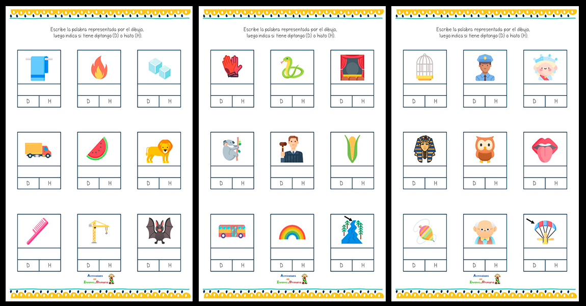Ficha: Identificamos diptongos e hiatos - Actividades de infantil y ...