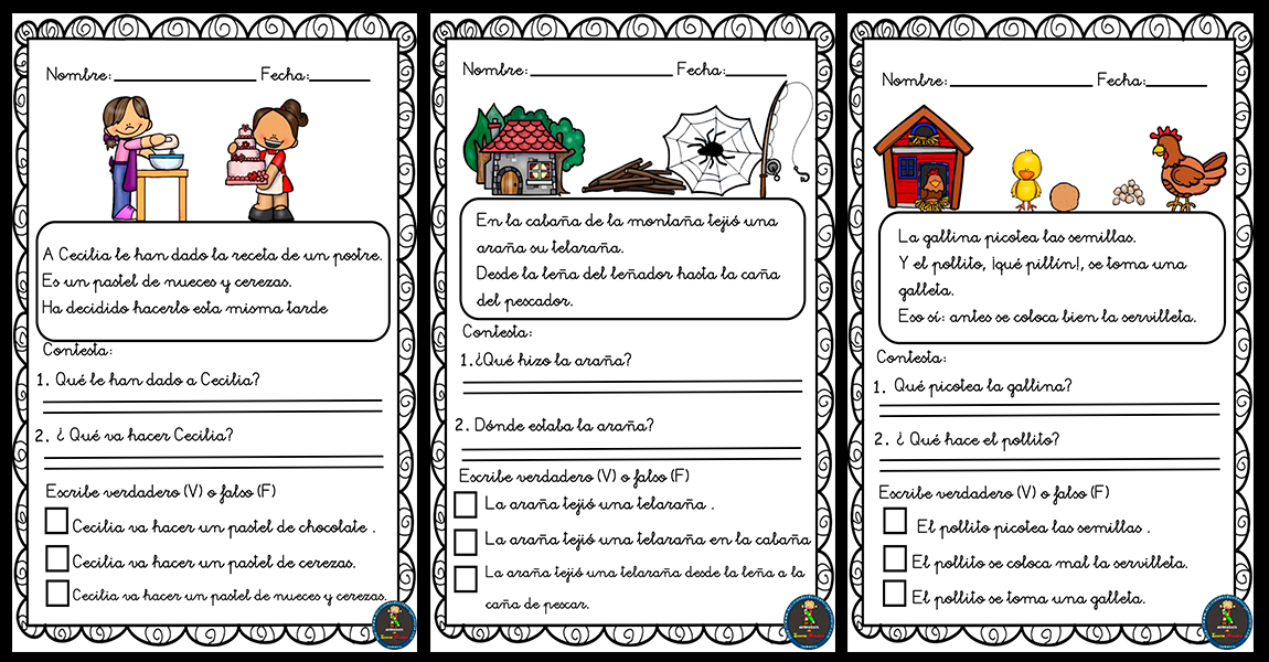 Sencillos ejercicios de comprensión lectora - Actividades de infantil y ...