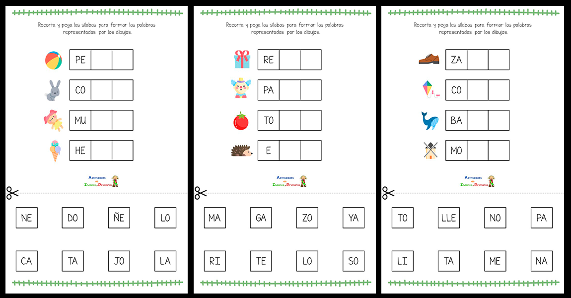 Actividad manipulativa: Formamos palabras trisílabas - Actividades de ...