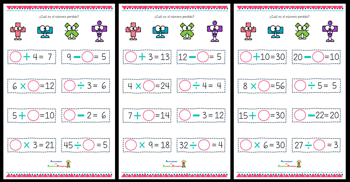 Sumas Y Restas Incompletas Cul Es El Nmero Perdido Actividades