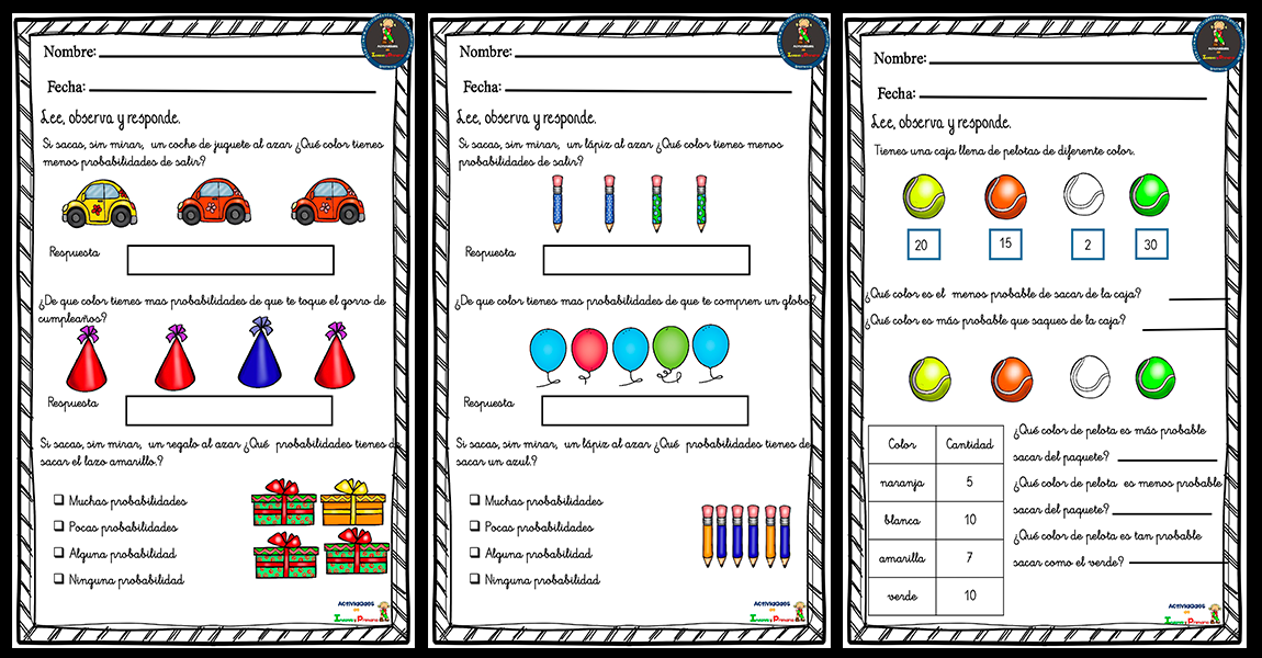 Hojas De Trabajo De Probabilidad De Sexto Grado