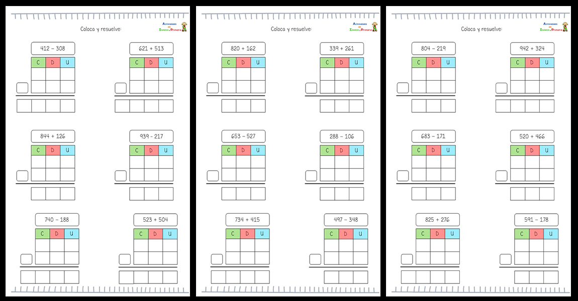 Sumas y restas hasta las centenas para resolver - Actividades de ...