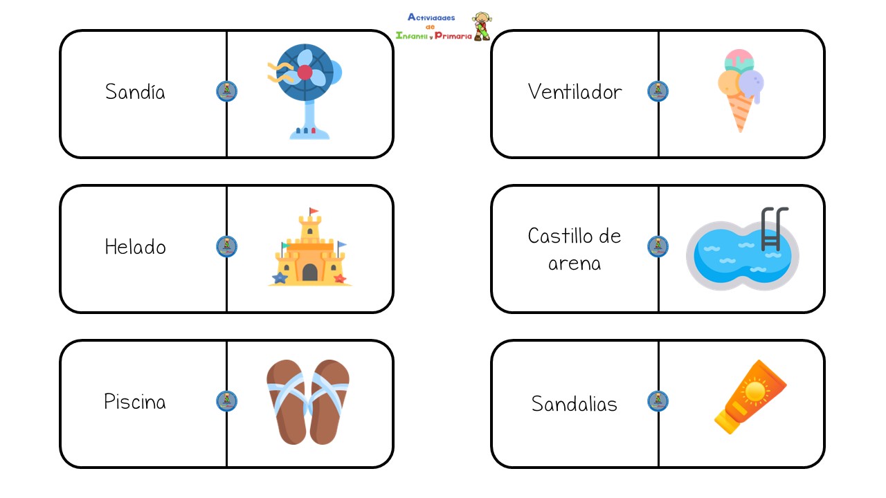 Juego de dominó con vocabulario de verano - Actividades de infantil y ...