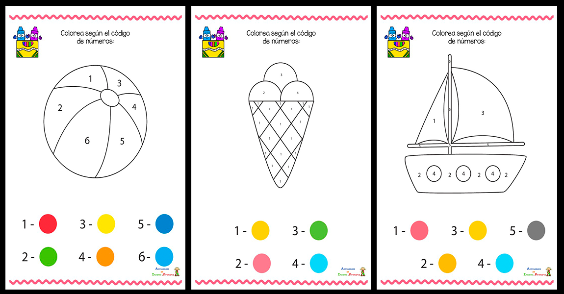 Dibujos de verano para colorear por números - Actividades de infantil y ...