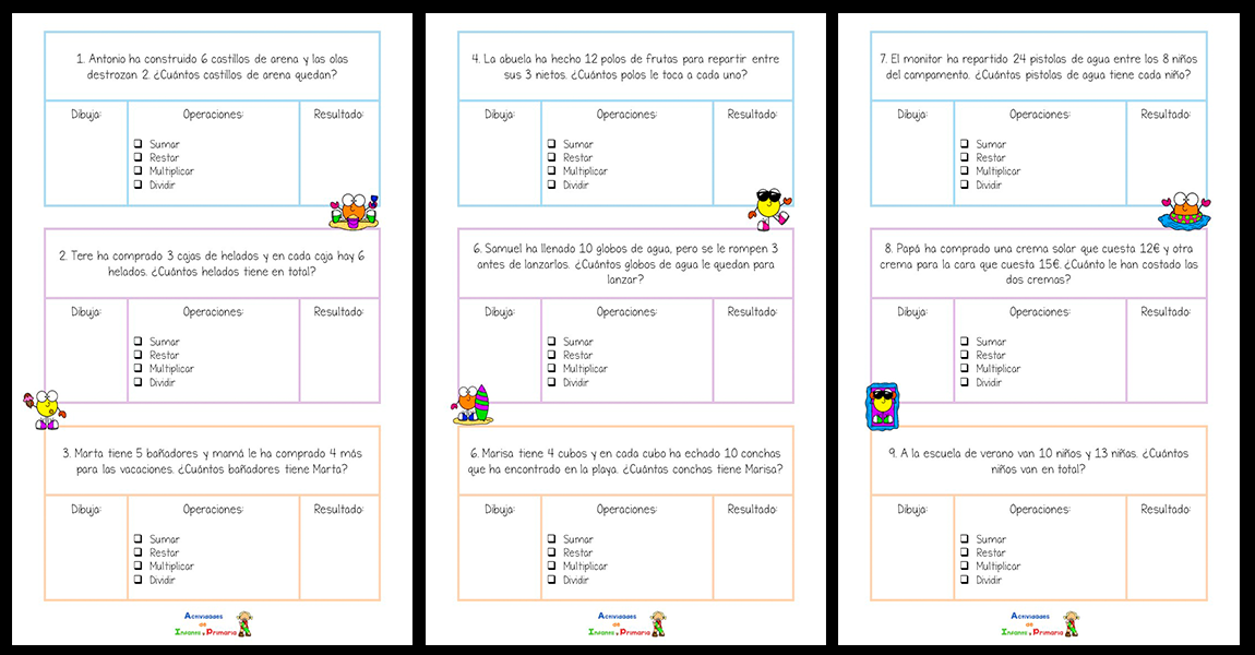 Divertidos problemas matemáticos con temática veraniega - Actividades ...