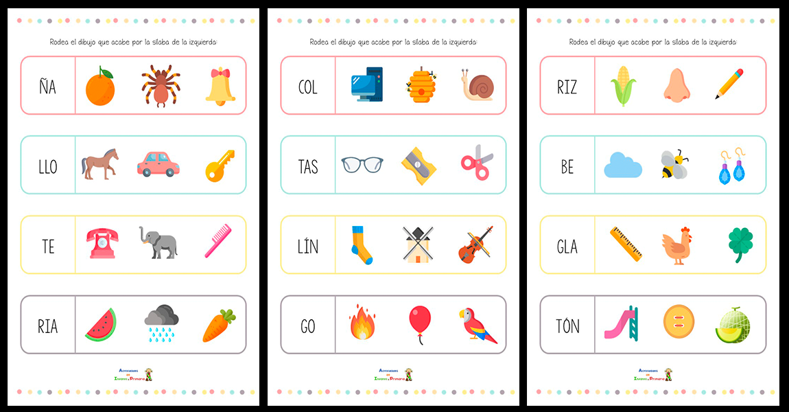 Conciencia silábica: Sílaba final de una palabra - Actividades de ...