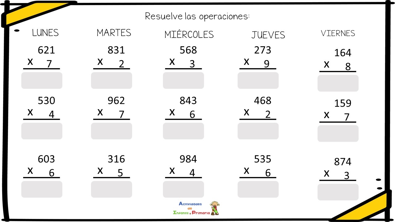 Hojas De Trabajo De Multiplicación Y División De Vacaciones