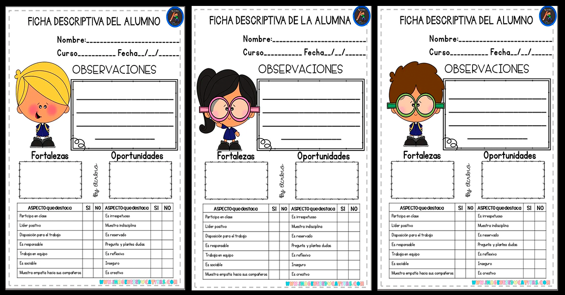 Colección de fichas descriptivas del alumno para el curso 2022-2023 ...