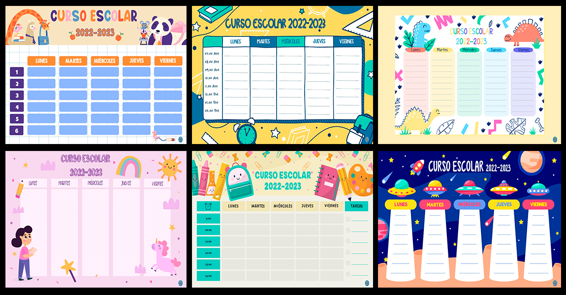 Colección de horarios curso 2022-2023 - Actividades de infantil y primaria
