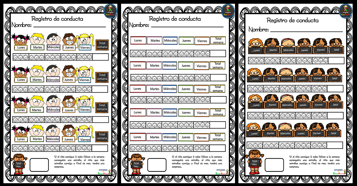 Plantillas para el registro de conducta - Actividades de infantil y ...
