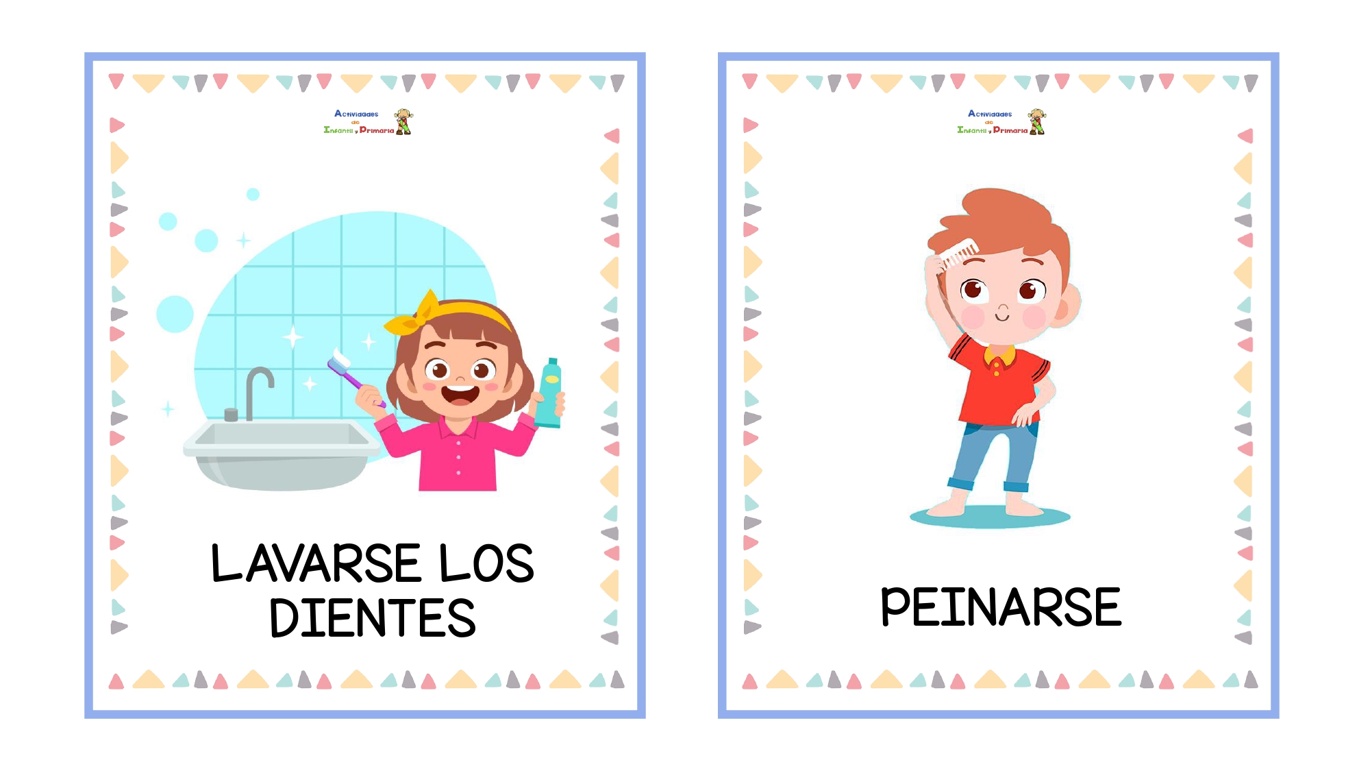 Bonita colección de tarjetas ilustrativas: Trabajamos las rutinas ...