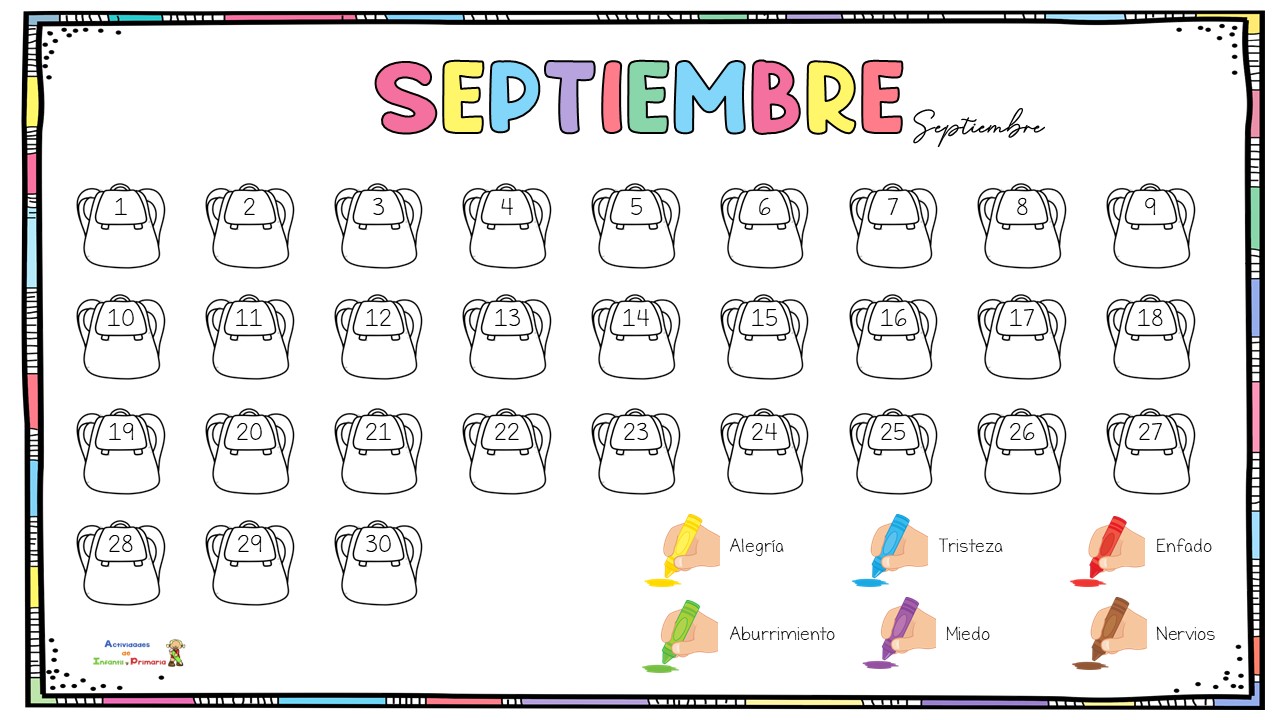 El calendario de mis emociones, septiembre 2022 - Actividades de ...