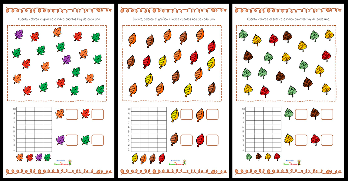 Actividad de conteo con dibujos de otoño - Actividades de infantil y ... Actividad de conteo con dibujos de otoño - Actividades de infantil y ...