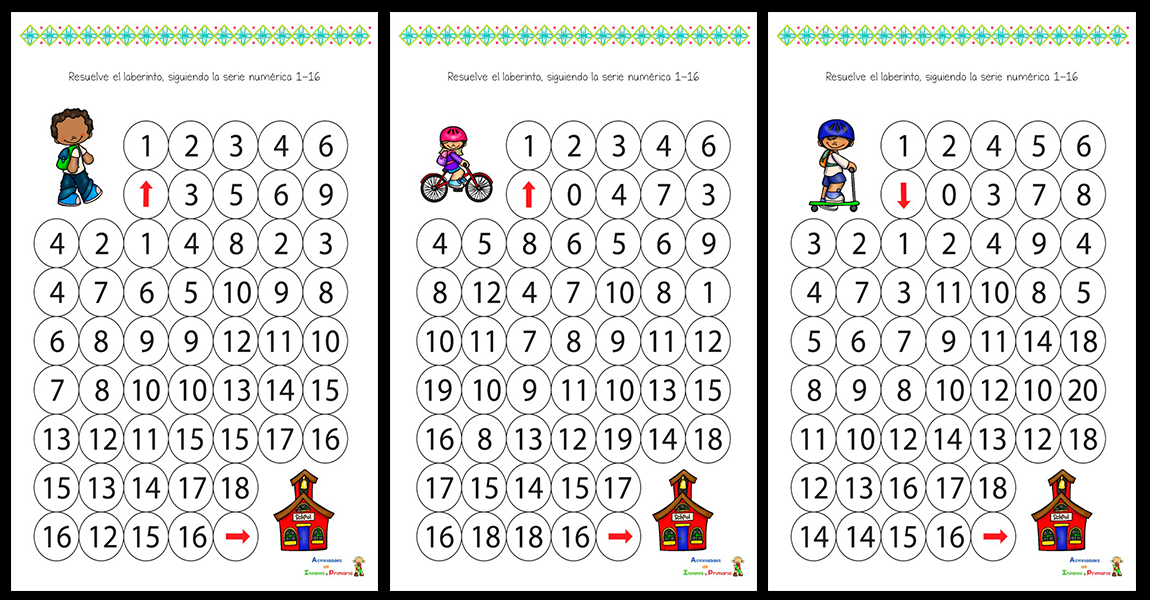 Divertidos laberintos numéricos, especial vuelta al cole - Actividades ...