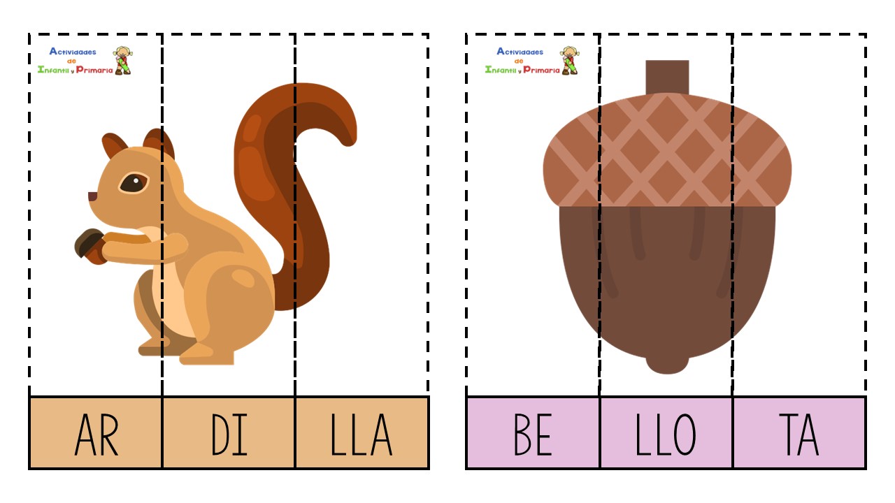 Puzzles silábicos con vocabulario de otoño - Actividades de infantil y ...