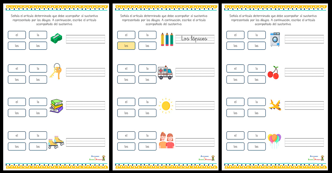 Fichas de lengua: Artículos determinados - Actividades de infantil y ... Fichas de lengua: Artículos determinados - Actividades de infantil y ...
