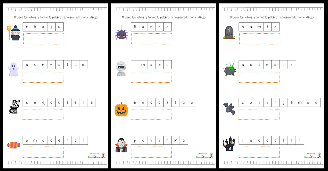 Hoja De Trabajo Con Oraciones De Halloween