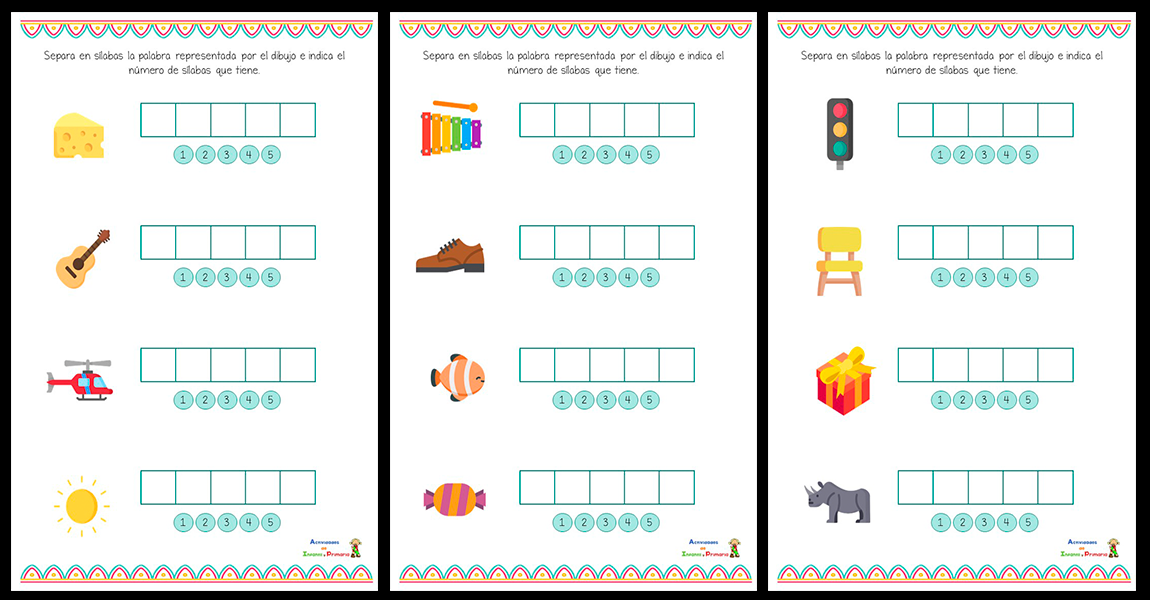 Ejercicio de segmentación silábica - Actividades de infantil y primaria
