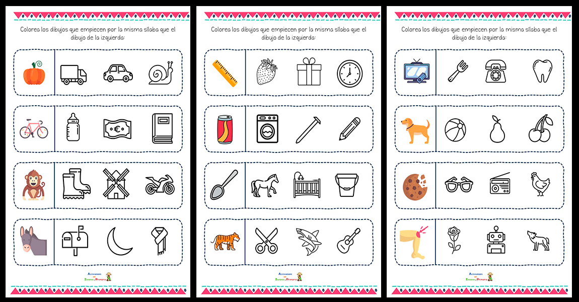 Conciencia fonológica: Sílaba inicial de una palabra - Actividades de ...