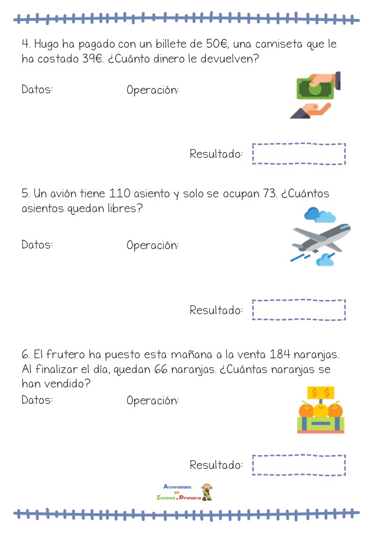 Problemas De Restas Para Los Primeros Cursos De Primaria Actividades
