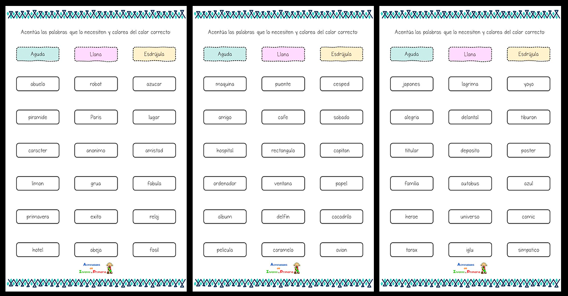 Fichas para trabajar la acentuación de palabras - Actividades de ...