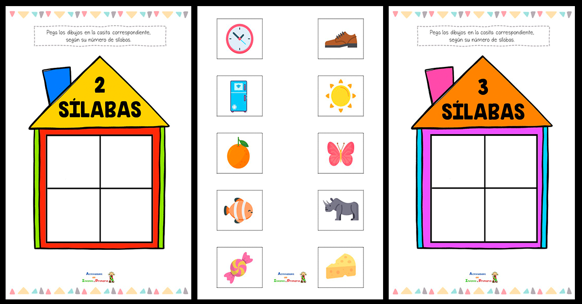 Las casitas silábicas, para clasificar palabras según su número de ...