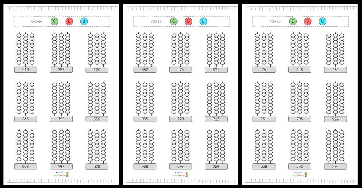 Descomposición numérica: Colorea el ábaco - Actividades de infantil y ...