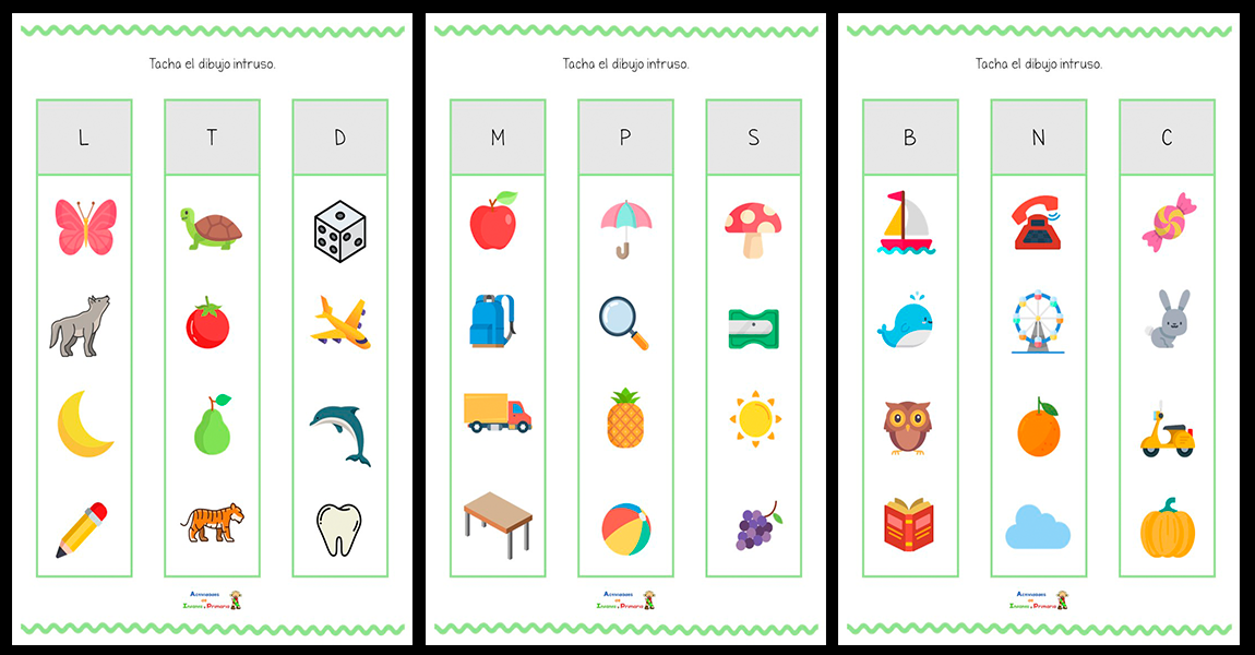 Conciencia fonológica: Encuentra el intruso - Actividades de infantil y ...