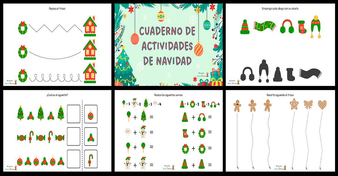 Cuaderno de actividades, especial Navidad: Grafomotricidad, conteo ...