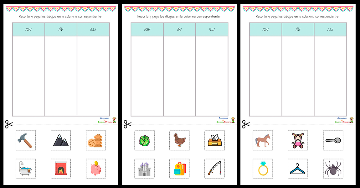 Discriminación /ch/ - /ñ/ - /ll/ - Actividades de infantil y primaria