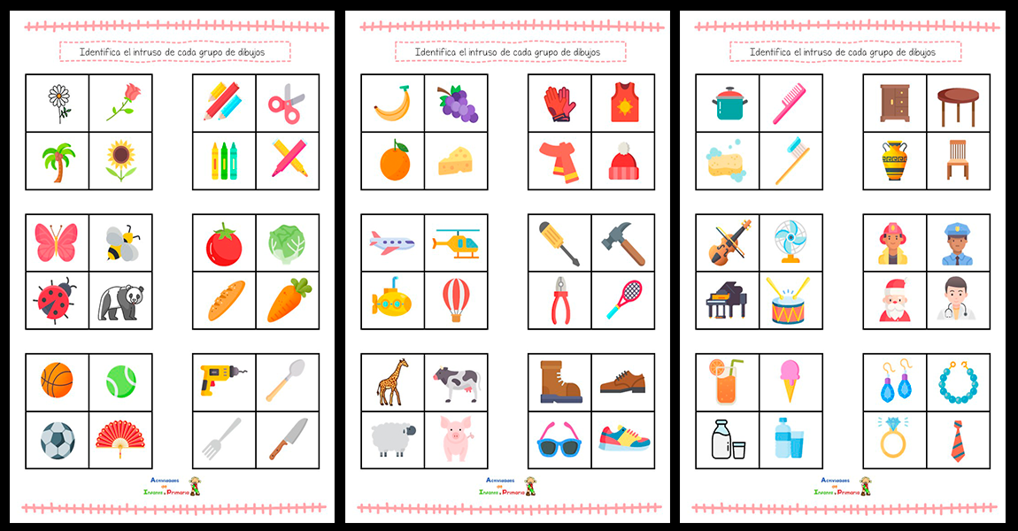 Razonamiento lógico: Encuentra el intruso - Actividades de infantil y ...