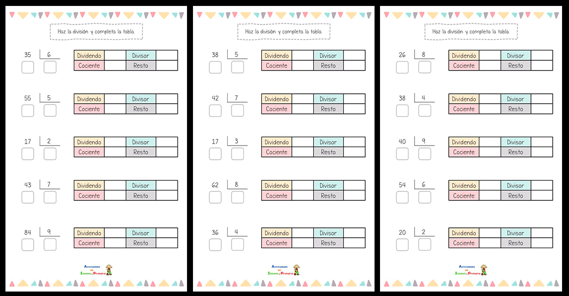 Hojas De Trabajo De Division De