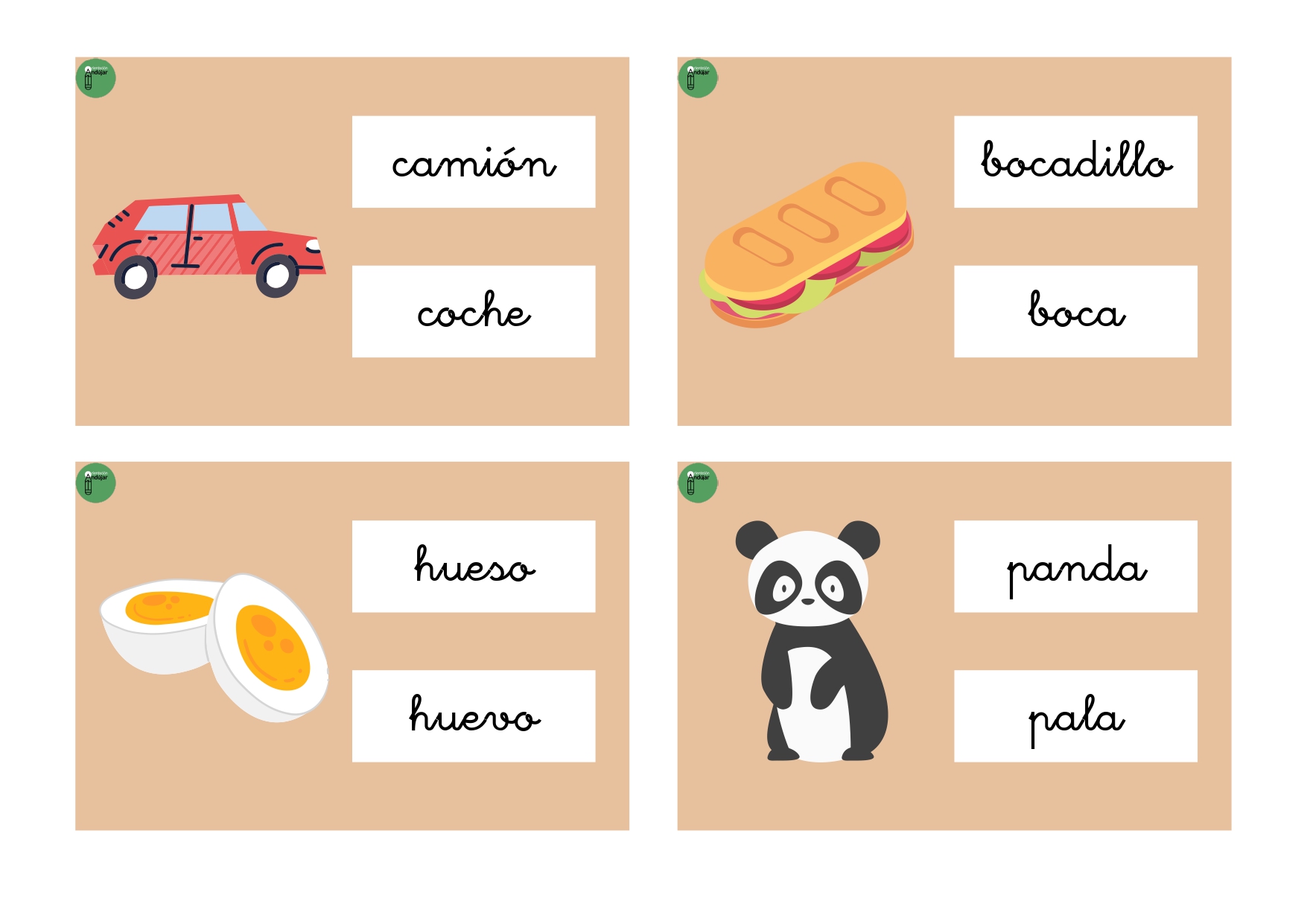 Ejercicio de lectura de palabras - Actividades de infantil y primaria