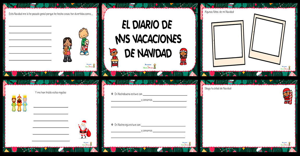 El diario de mis vacaciones de Navidad - Actividades de infantil y primaria