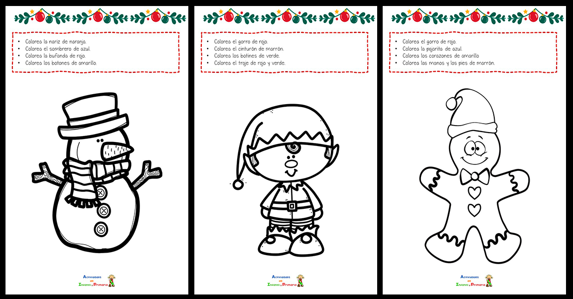 Lee y colorea los personajes navideños según el texto - Actividades de ...