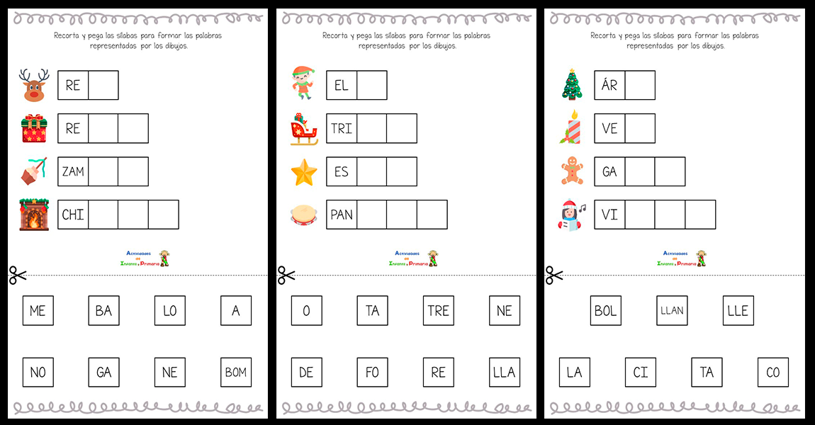 Construye palabras de Navidad a través de sus sílabas - Actividades de ...