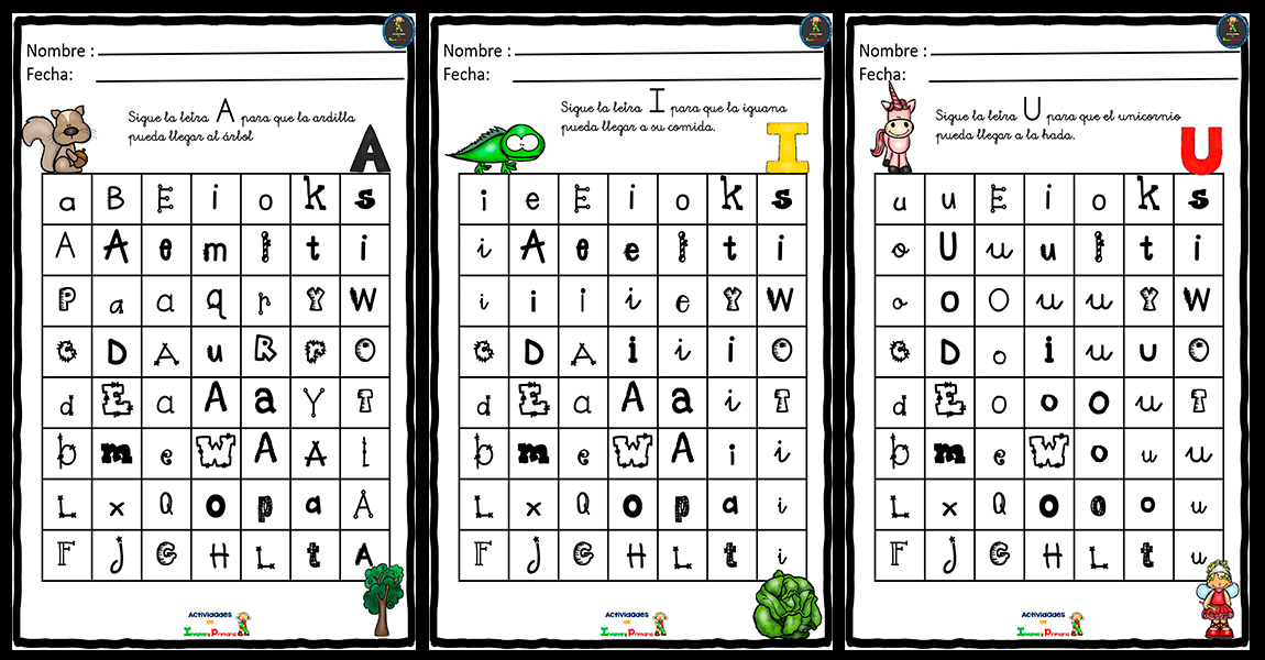 El laberinto de las vocales - Actividades de infantil y primaria