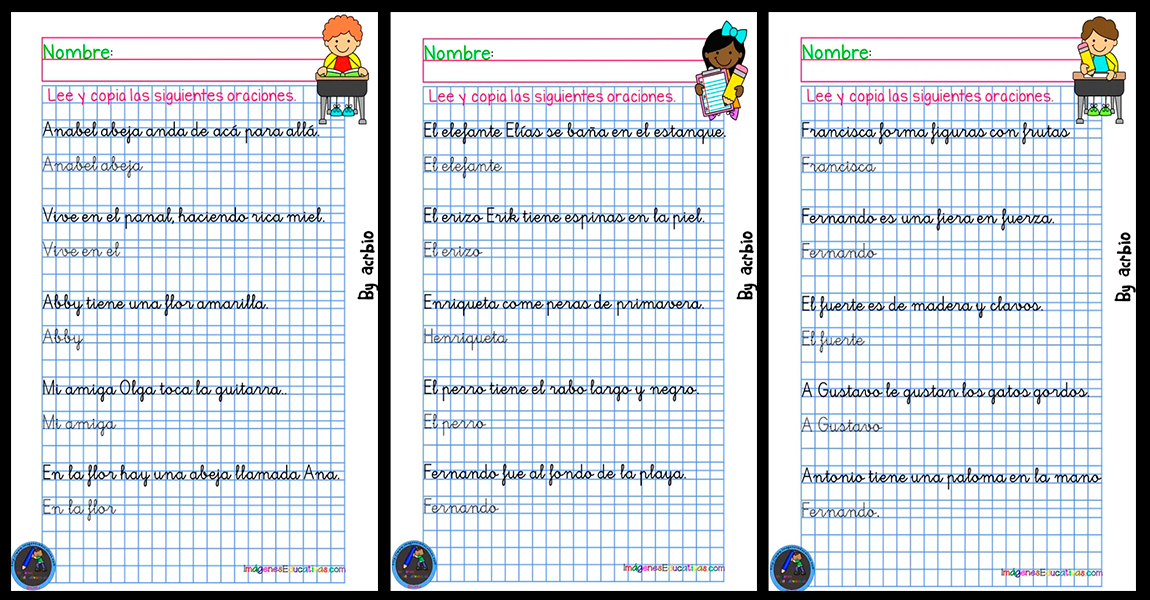 Fichas para practicar: Lectura y copiado de frases - Actividades de ...
